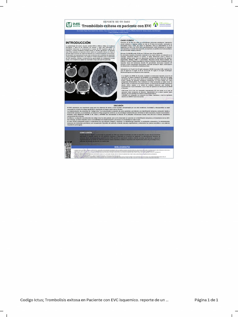 Codigo Ictus; Trombolisis Exitosa en Paciente Con EVC Isquemico ...