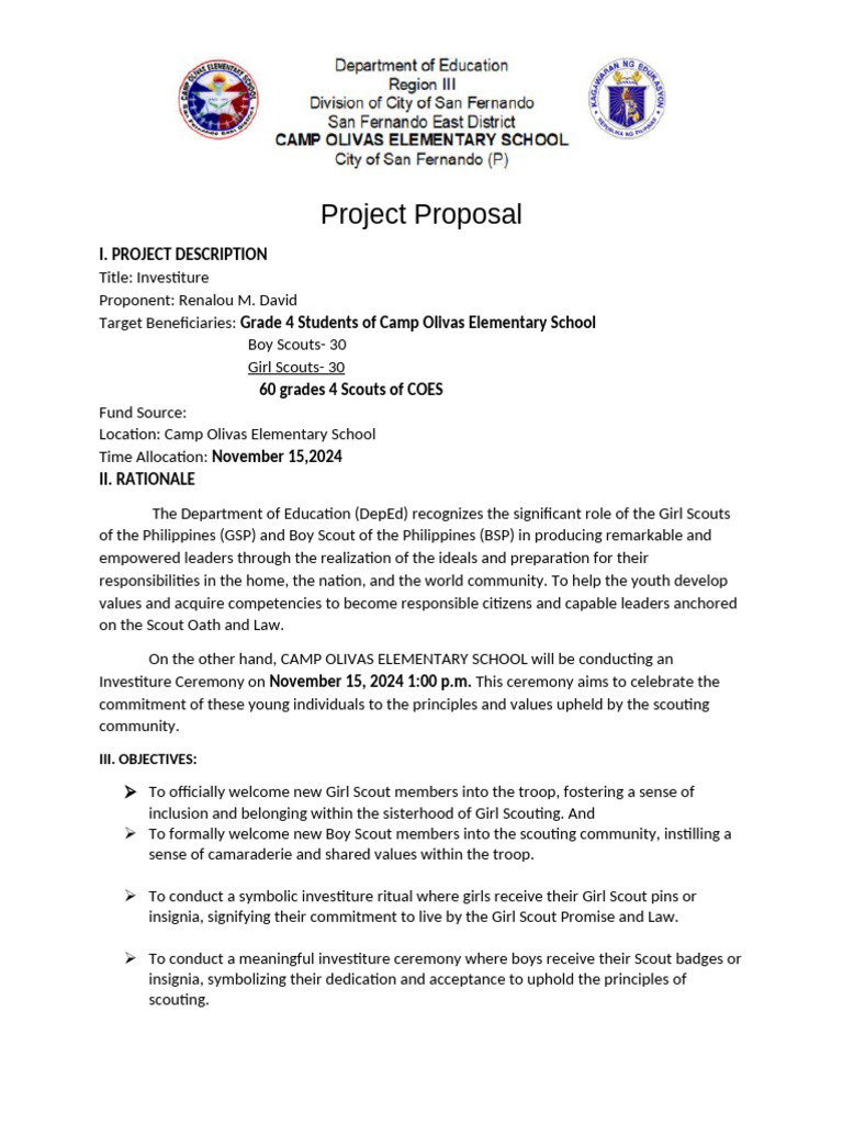 Proposal ACR Investiture SY 2024 | PDF | Scouting | Boy Scouts Of America