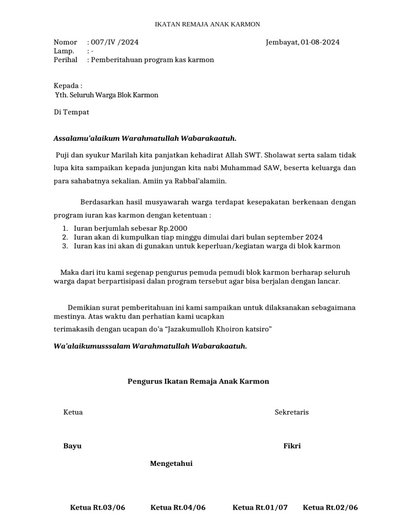 Undangan Rapat Pembubaran Panitia | PDF