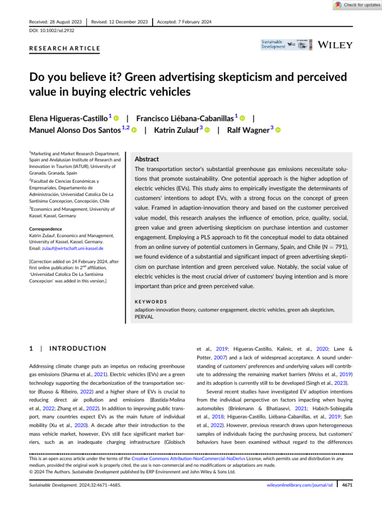 Green Advertising Skepticism and Perceivedvalue in Buying Electric ...