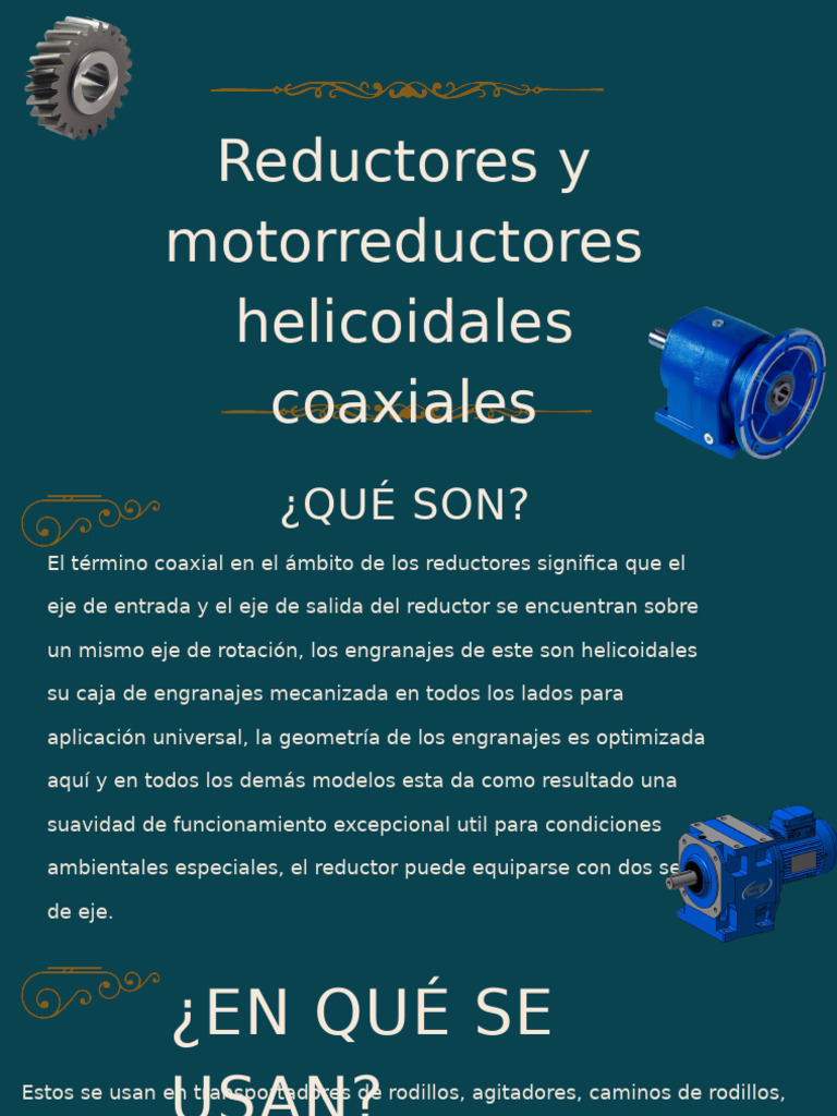 Motorreductores Coaxiales y Helicoidales | PDF | Engranaje | Eje