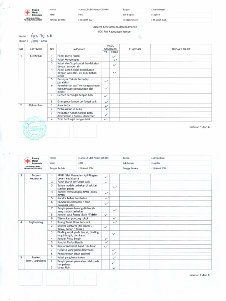 4.4. EP. 1 (2) Ceklist Keselamatan | PDF