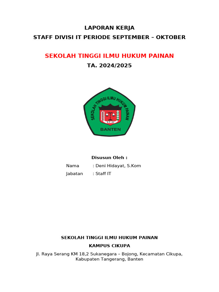 Laporan Kerja Deni Hidayat | PDF