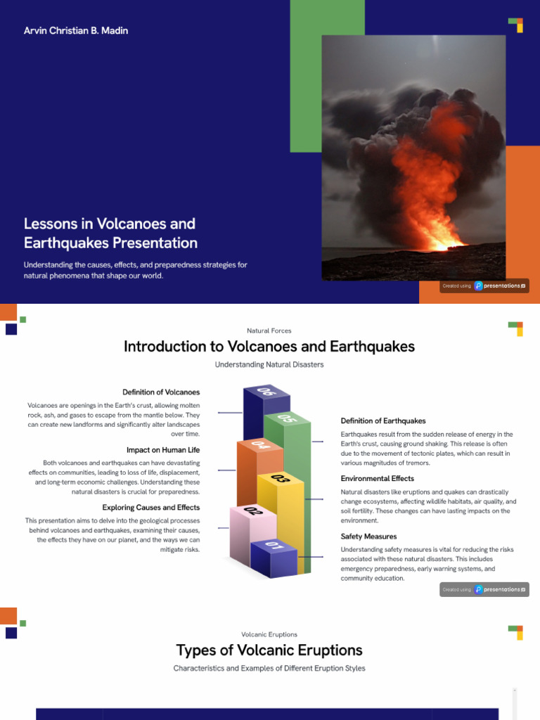 Lessons in Volcanoes and Earthquakes Presentation | PDF