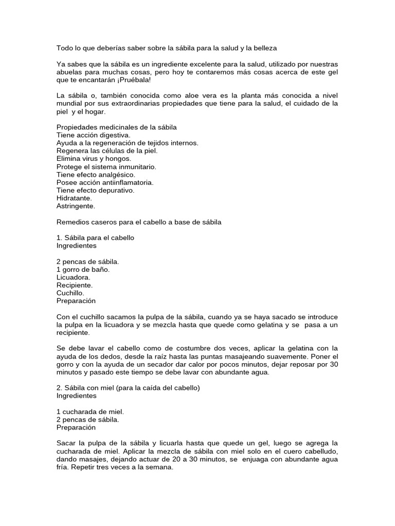 Todo Lo Que Deberías Saber Sobre La Sábila para La Salud y La Belleza | PDF