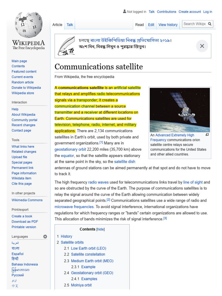 Communications Satellite - Wikipedia | PDF | Communications Satellite | Satellite Television