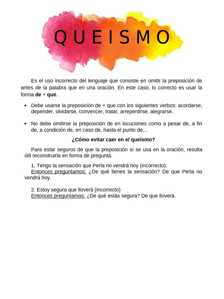 Queísmo, Gerundismo, Usos Verbales y Uso de Preposiciones | PDF | Verbo ...