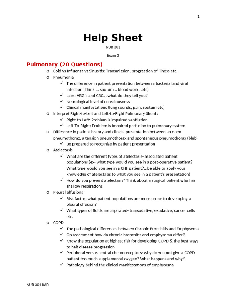 Patho Exam 3 LO | PDF | Respiratory Diseases | Chronic Obstructive Pulmonary Disease