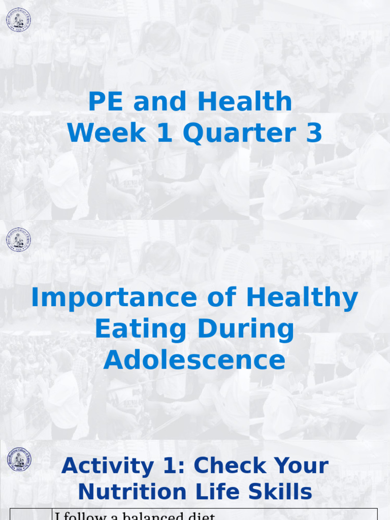 PE HEALTH Lesson 1 3 | PDF | Nutrition | Diet & Nutrition