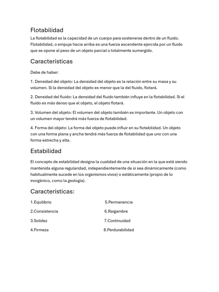 Conceptos de Flotabilidad y Estabilidad | PDF