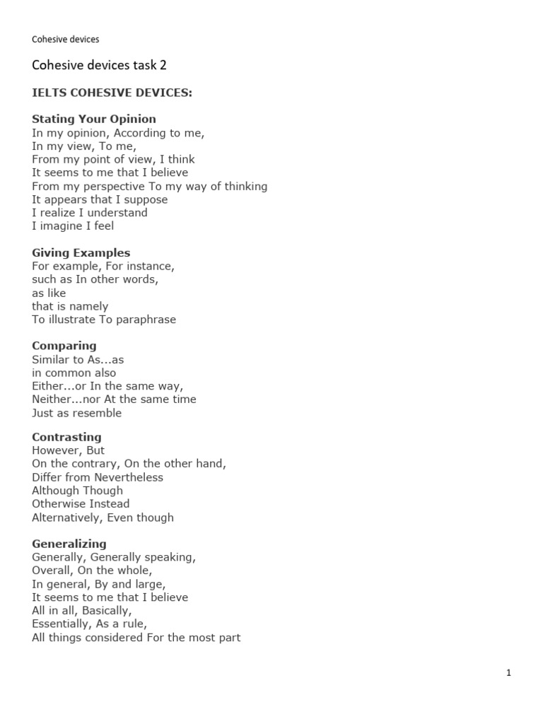 Cohesive devices | PDF