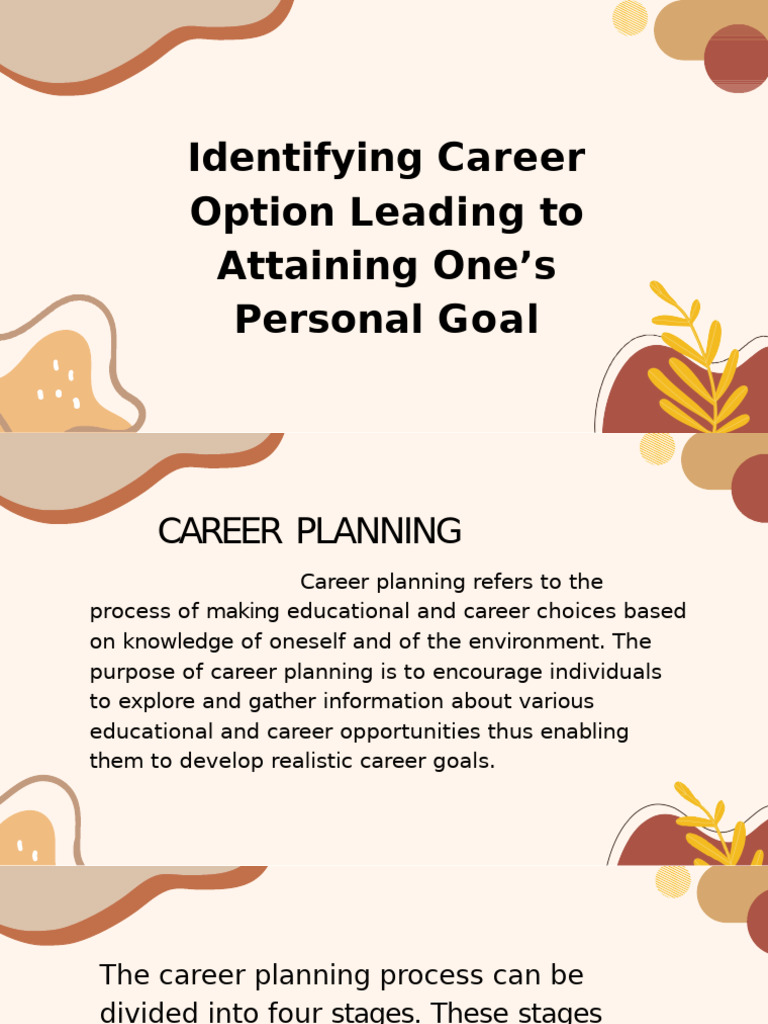 Identifying Career Options Leading To Attaining One S Personal Goal ...
