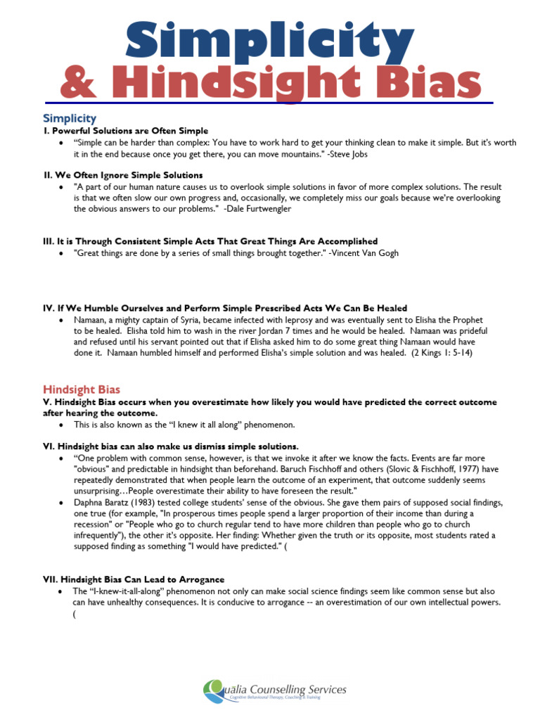Hindsight Bias and Overconfidence | PDF | Behavioural Sciences ...
