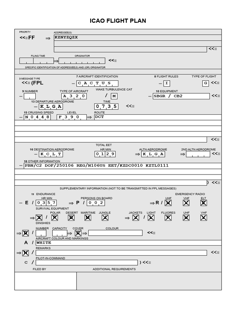 ICAO Flight Plan Submission Details | PDF | Aviation