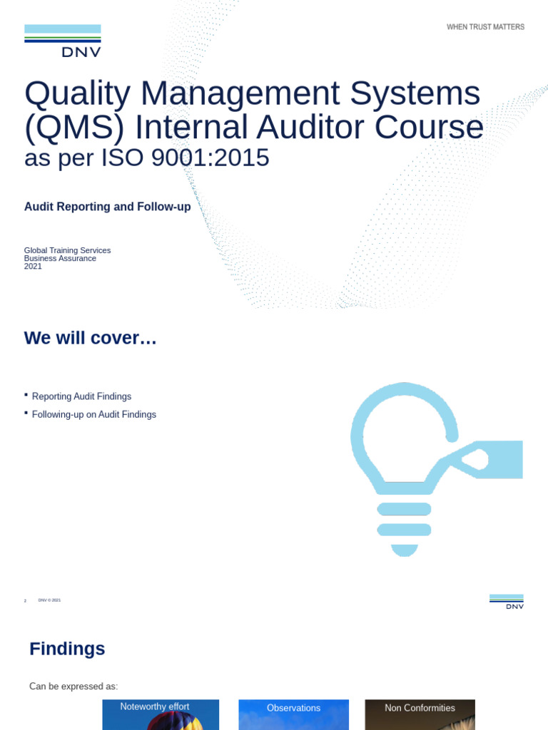 ISO 9001:2015 QMS Audit Course | PDF