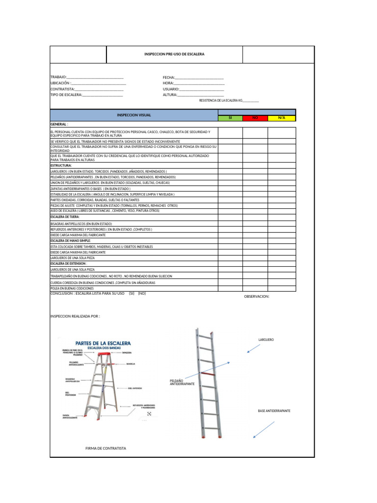 Formato de Uso Para Escalera ( Blecha) (1) | PDF | Escalera | Escalera