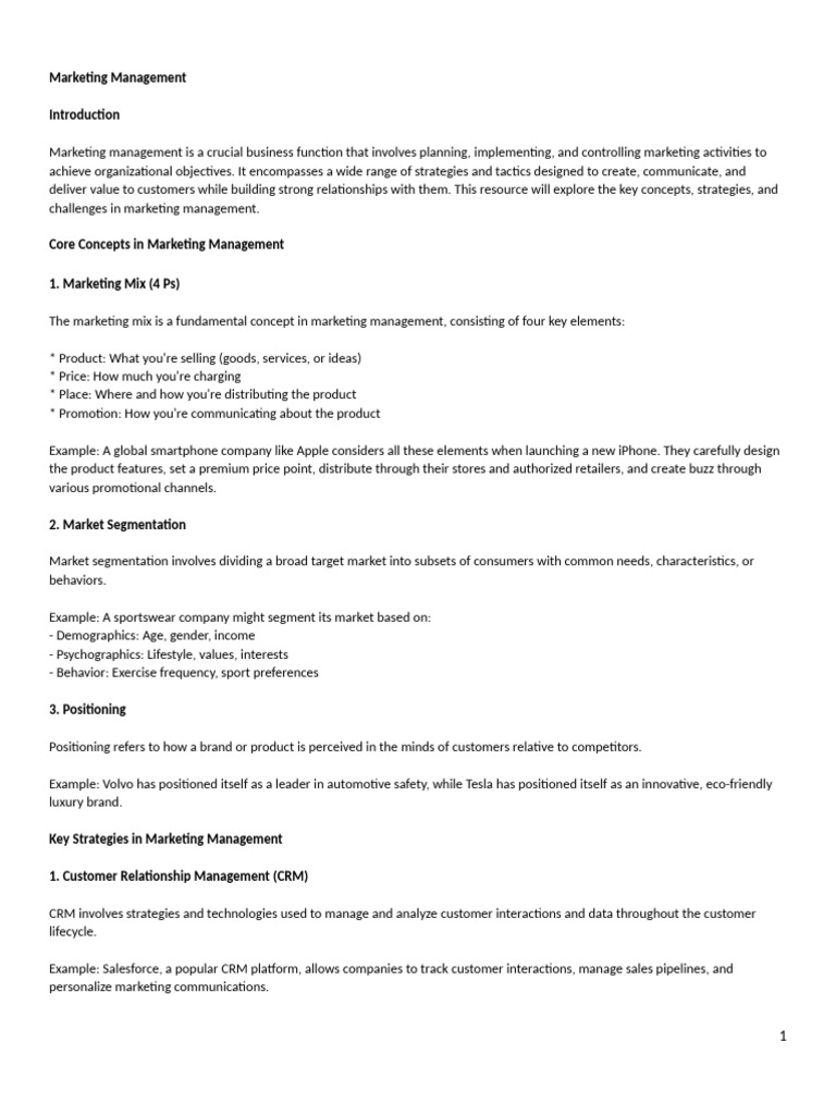 Essential Marketing Management Strategies | PDF | Marketing | Digital ...