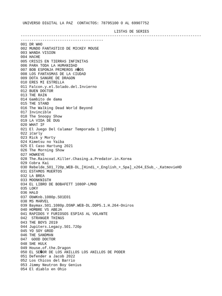 U.D. Series Octubre 2024 | PDF