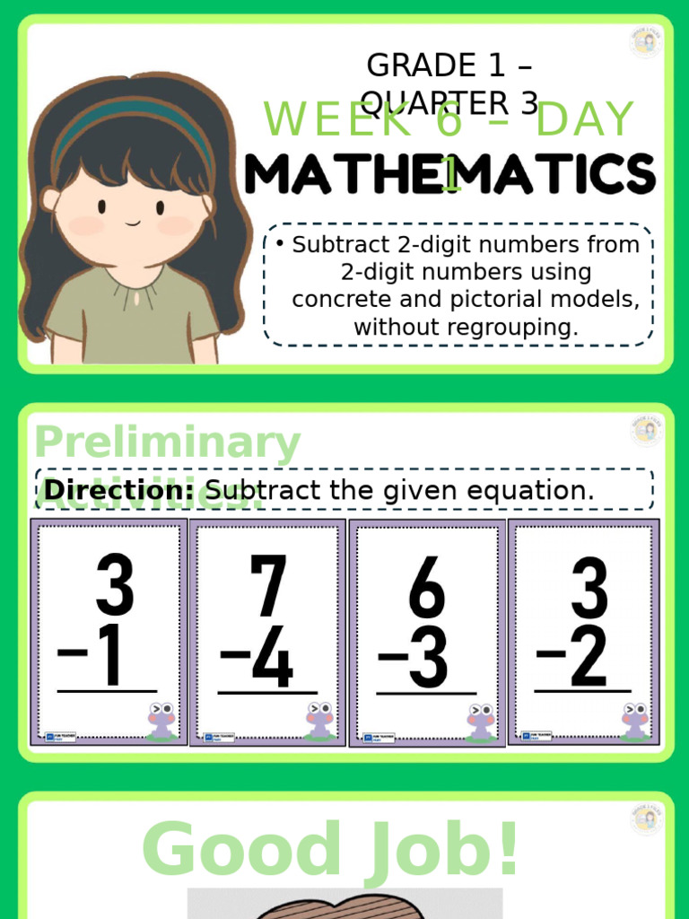 Grade 1 q3 Math Week 6 | PDF | Subtraction | Applied Mathematics