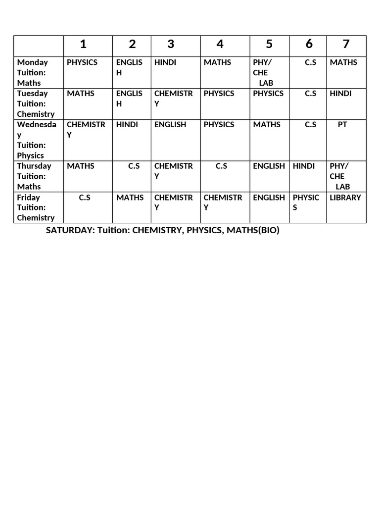 Timetable 2k24 | PDF