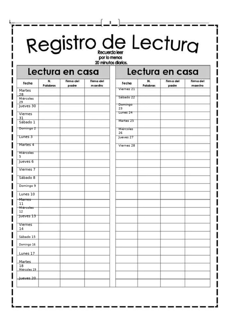 Registro de Lectura Enero y Febrero | PDF