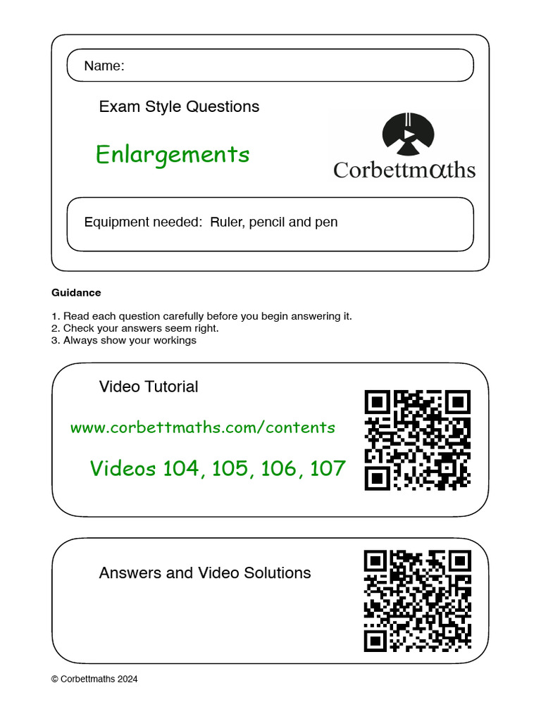 Math Enlargement Practice | PDF | Shape | Area