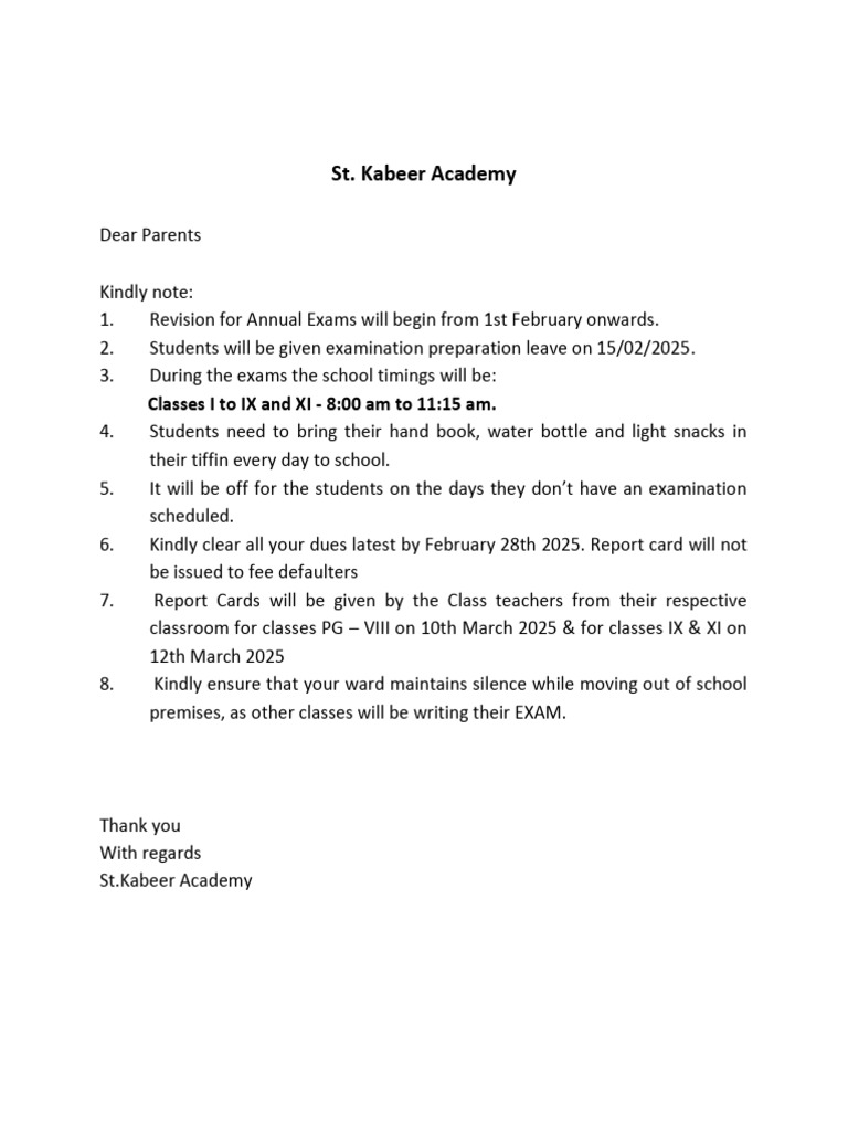 Exam Letter | PDF