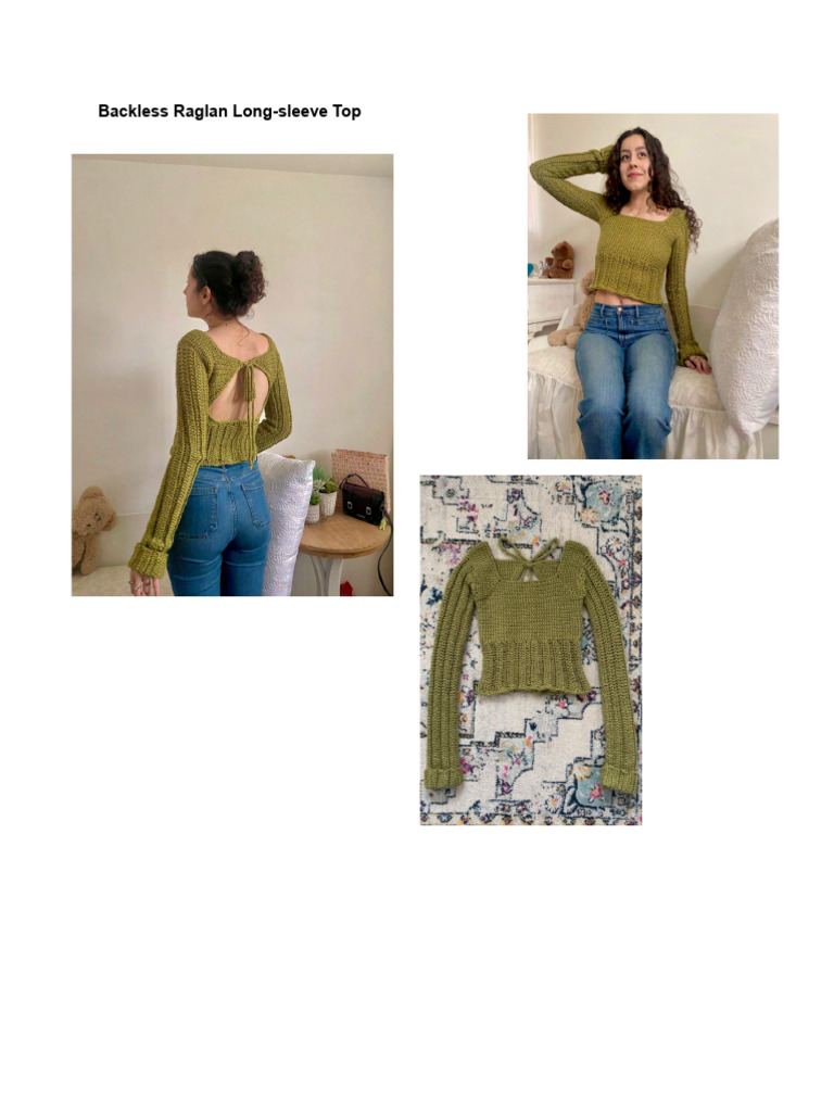 Backless Raglan Top Crochet Guide | PDF | Crochet | Woven Fabrics