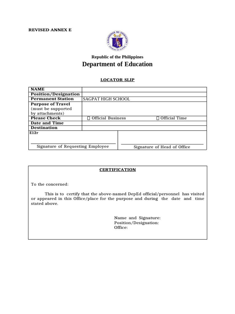 Revised Locator Slip | PDF