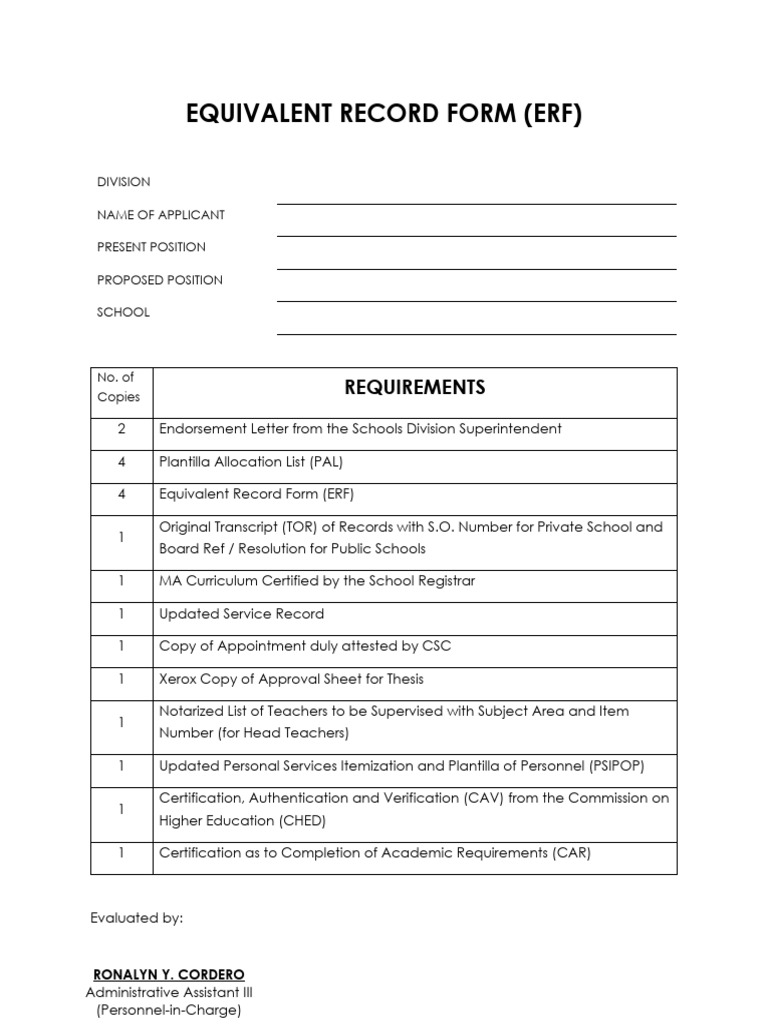 ERF Front Page Requirements 1 | PDF