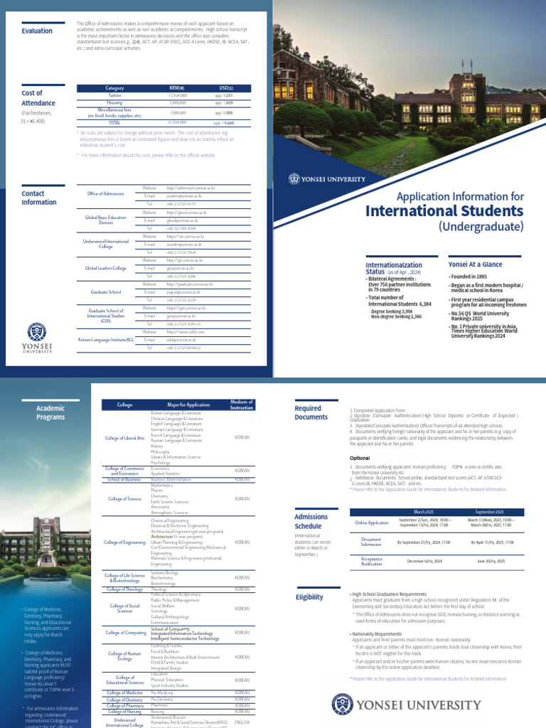 Yonsei_University_Leaflet_2024_International_Students241114 | PDF ...