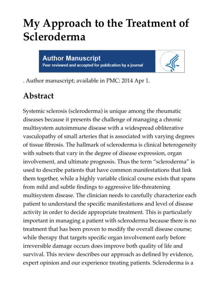 My Approach To The Treatment of Scleroderma - PMC | PDF ...