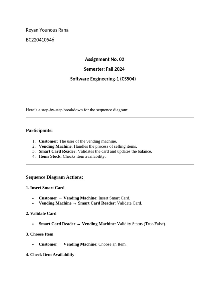 Vending Machine Sequence Diagram Guide | PDF