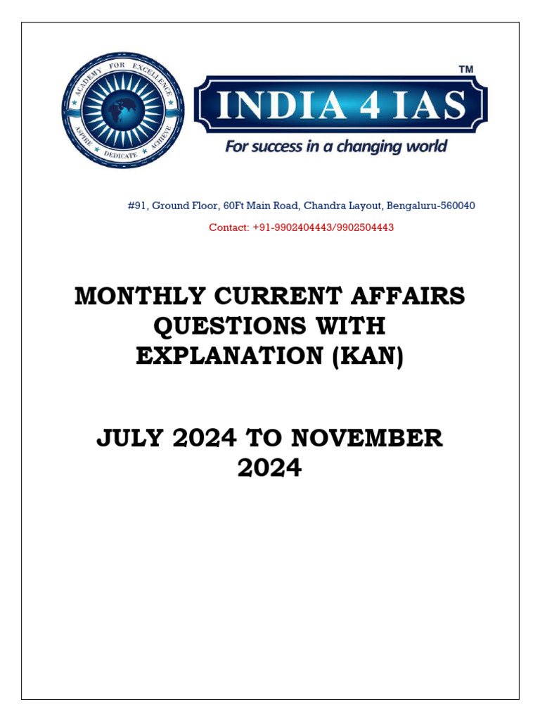 Monthly CA Compilation July To Nov 2024 (KAN) | PDF