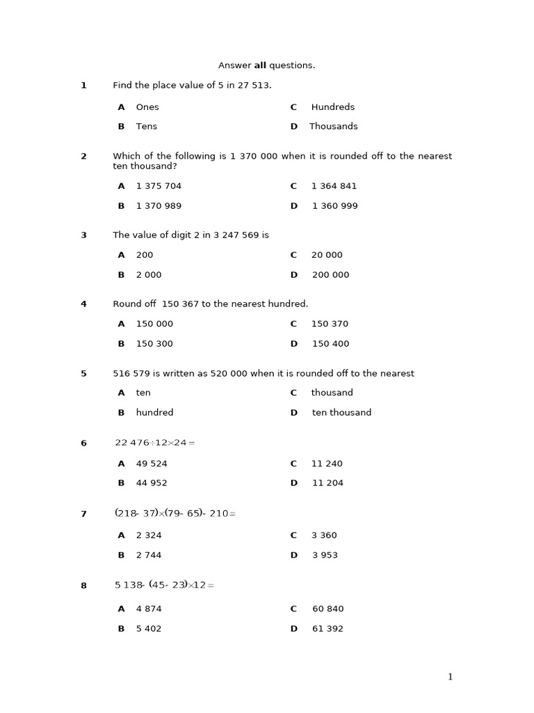UP1 Maths Form 1-2011 | PDF | Numbers | Discrete Mathematics