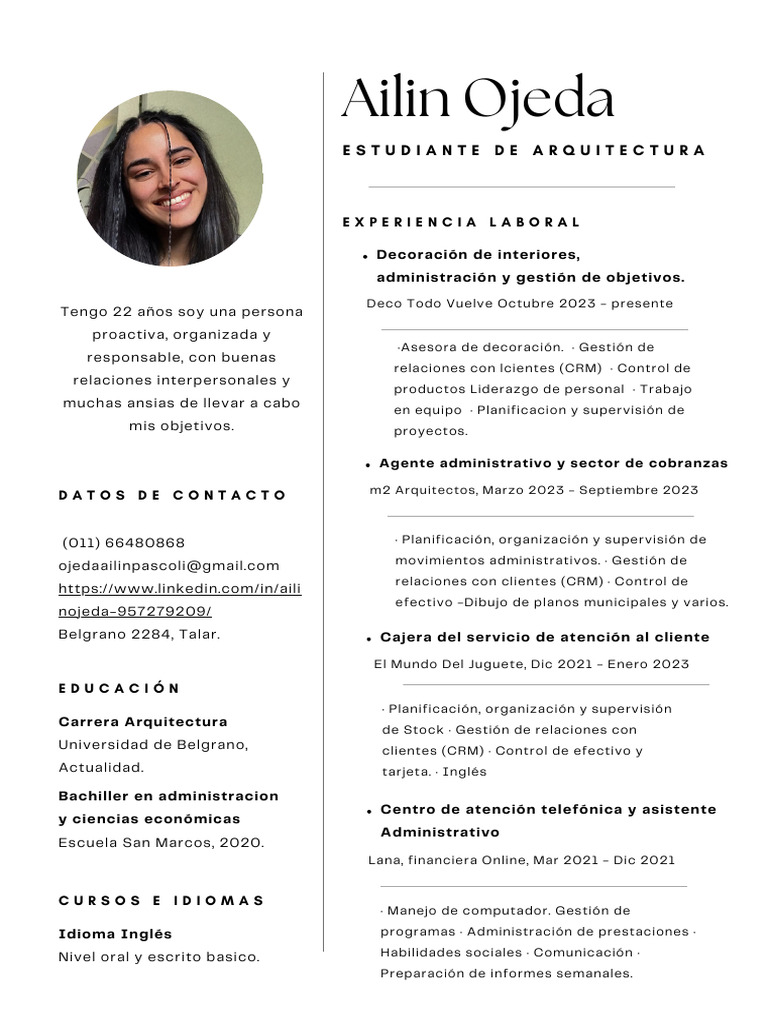 Curriculum Vitae - Ailin ojeda. | PDF