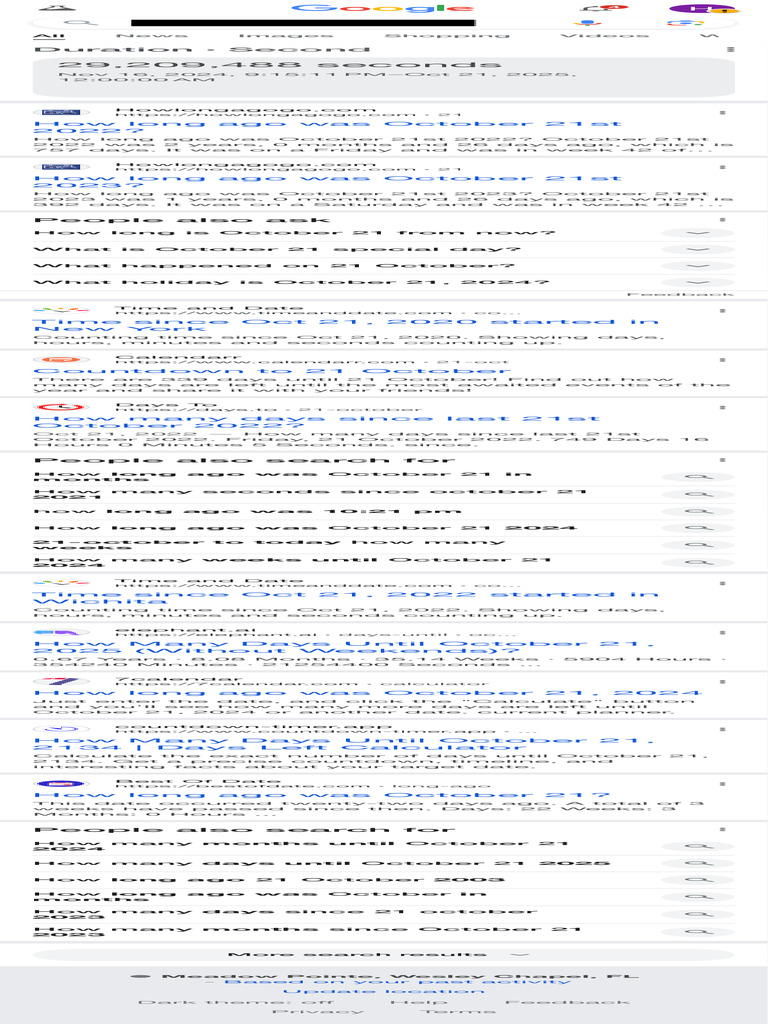 How Many Seconds Scince October 21 - Google Search | PDF
