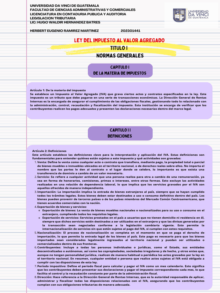 Herbert - Ramirez - 202301441 - Ley Del Iva | PDF | Impuestos ...