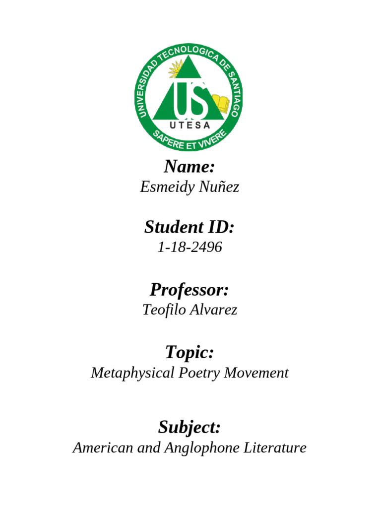 Metaphysical Poetry Movement Overview | PDF | Poetry | Metaphysics