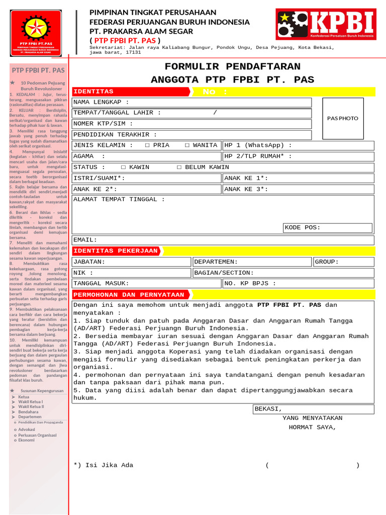 Formulir Pendaftaran | PDF