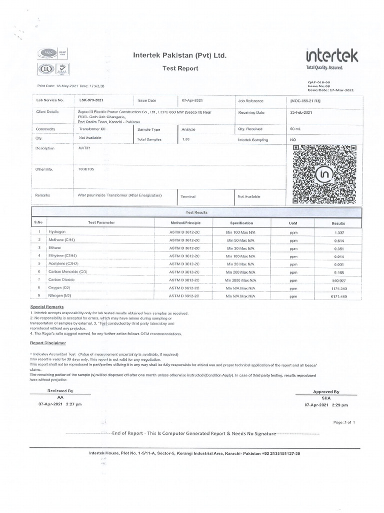 Oil Circulation of Transformer (MAT#1) Transformer Yard | PDF