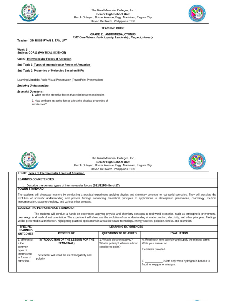 UNIT-6-PHYSCAL-SCIENCE (1) | PDF | Chemical Polarity | Intermolecular Force
