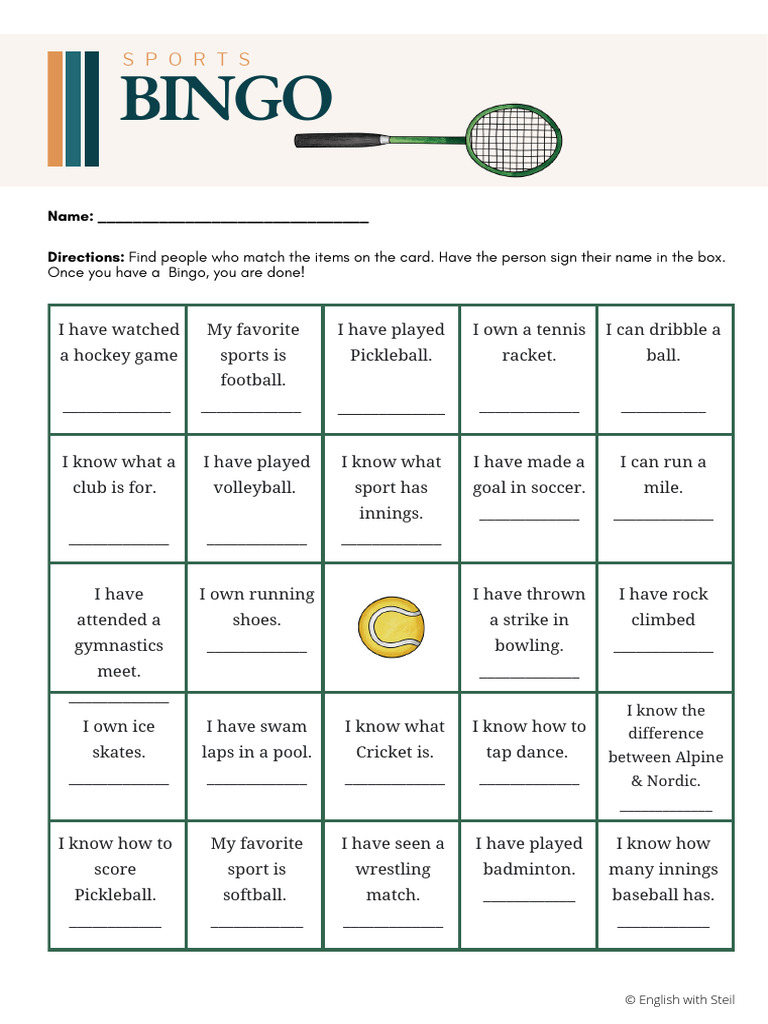 Sports Activities and Experiences Checklist | PDF