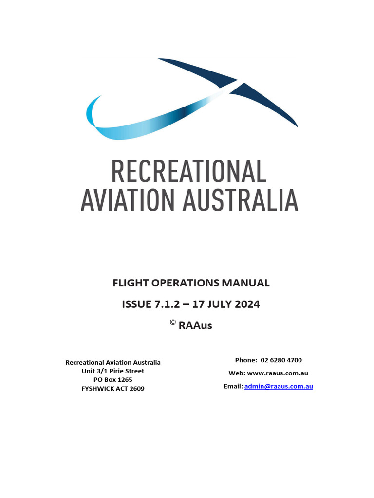 Raaus Flight Operations Manual Issue 712 2 | PDF | Flight Instructor ...