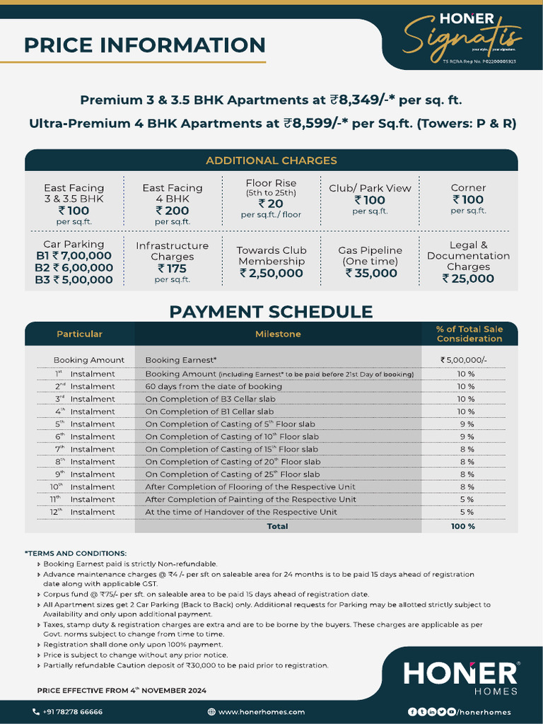 Honer Signatis Pricesheet | PDF