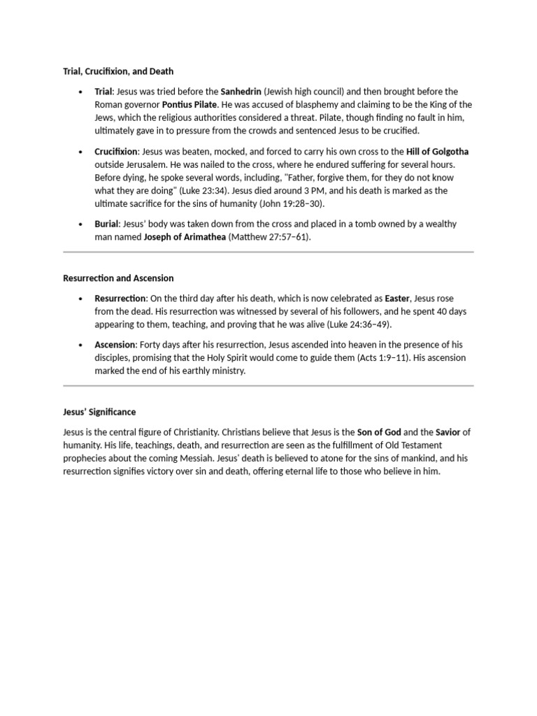 Jesus' Trial, Crucifixion, and Resurrection | PDF