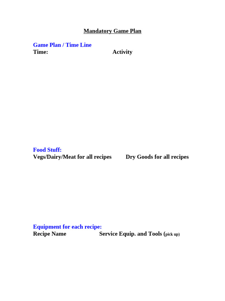 Mandatory Game Plan | PDF