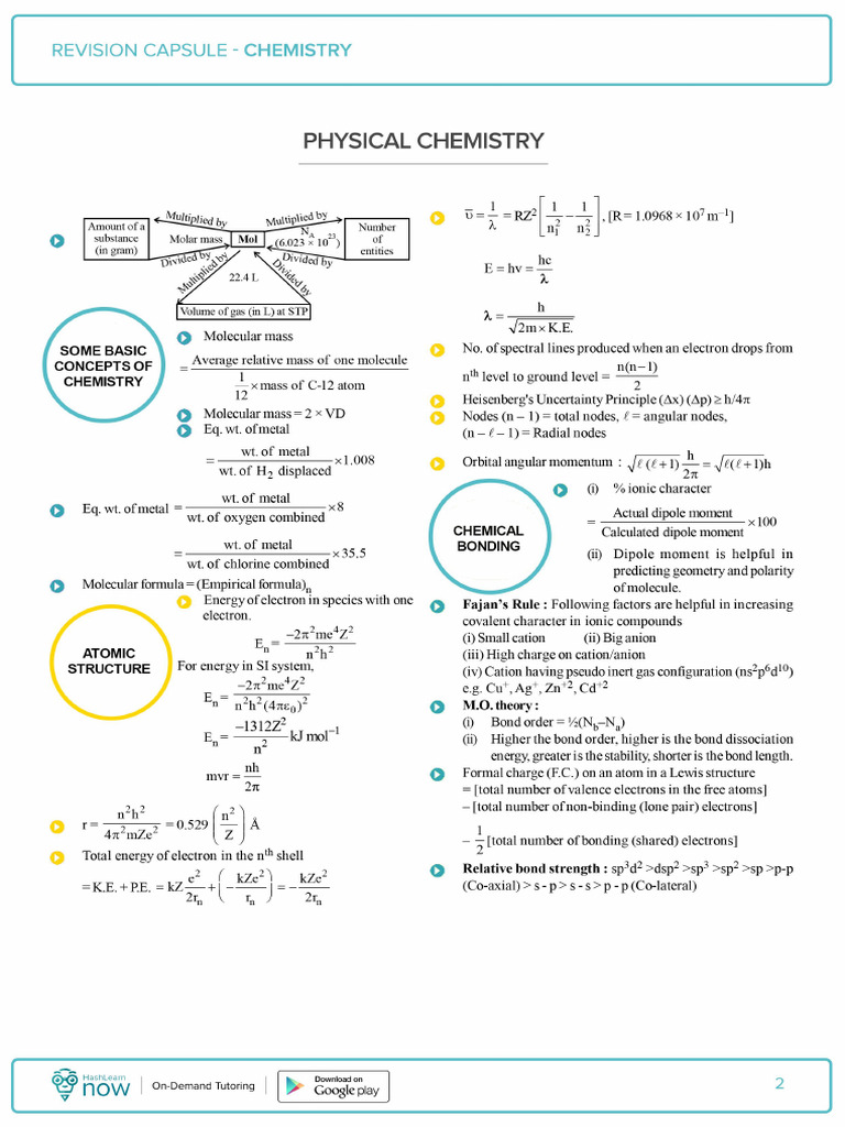 Chemistry Formula Booklet - Hashlearn - Removed | PDF