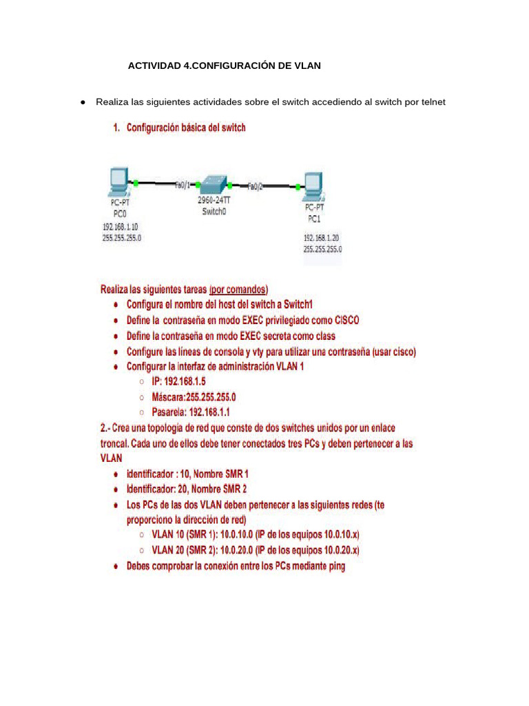 ACTIVIDAD 5. CONFIGURACIÓN DE VLAN | PDF