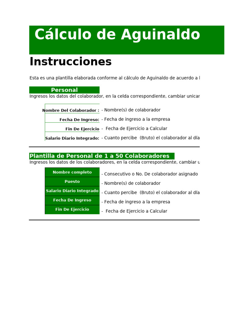 Cálculo Aguinaldo 2023: Guía y Plantilla | PDF | Impuesto sobre la renta